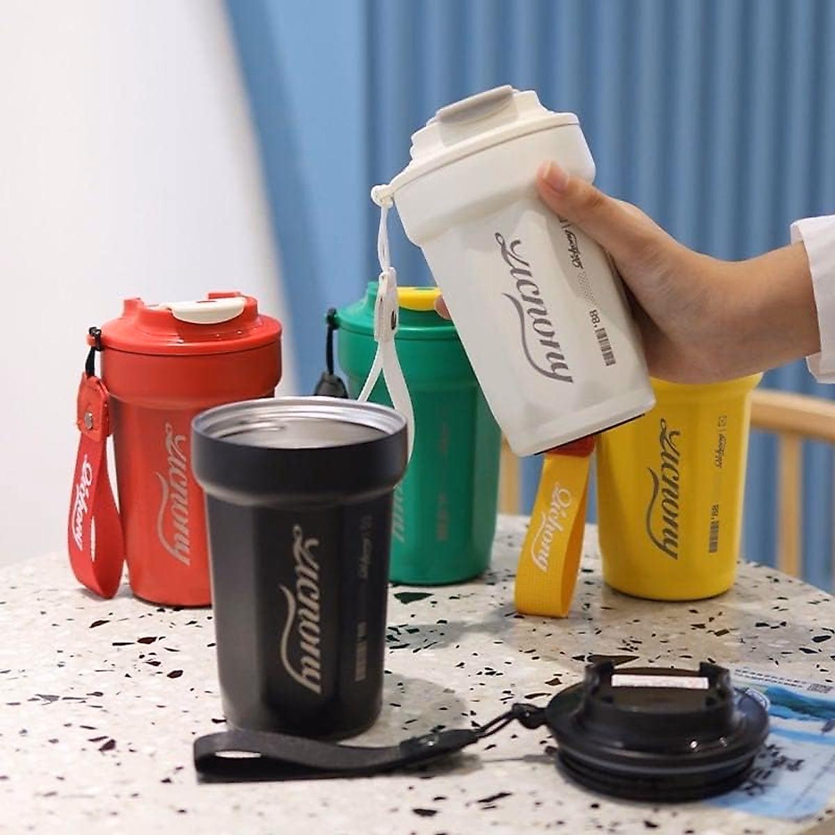 16 oz New 316 Stainless Steel Vacuum Insulated Tumbler - Coffee Travel Mug Spill Proof with Lid - Thermos Cup for Keep Hot/Ice Coffee,Tea and Beer (A)