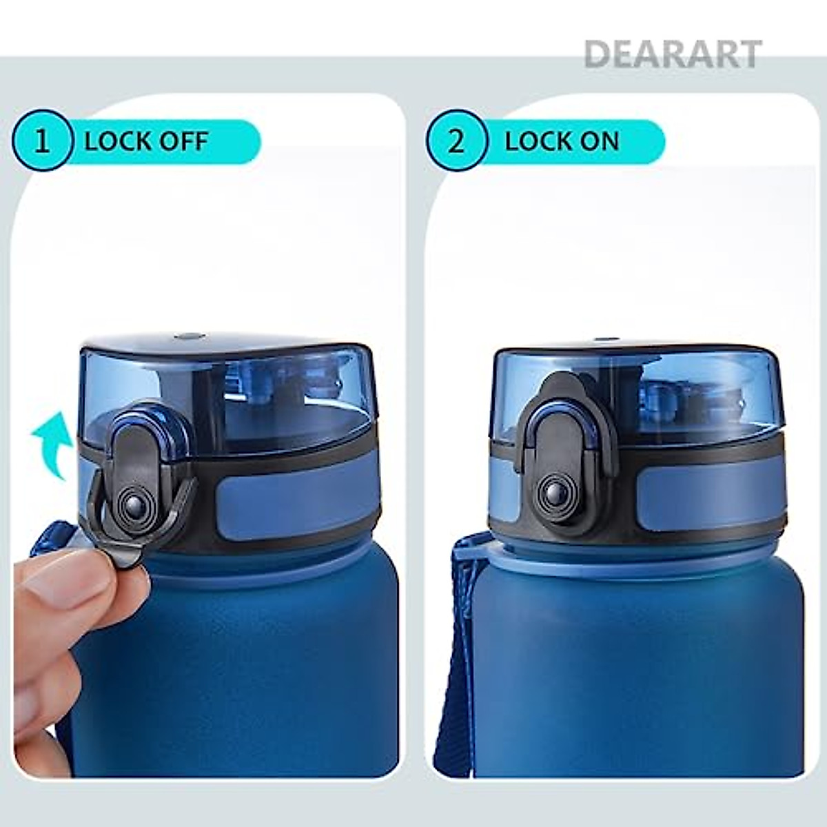 DEARART 32oz Blue-Mix Water Bottle With Motivational and Time Marker, BPA FREE Quick Drink Without Straw, Suit Sports Office Gym School ect.