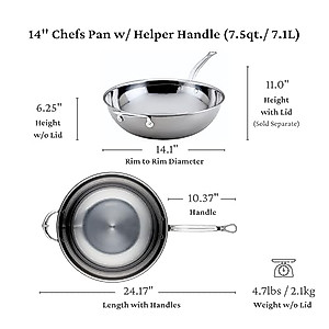 Hestan - NanoBond Collection - Stainless Steel Chef's Pan, Induction Cooktop Compatible, 14-Inch