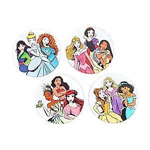 Zrike Disney Princess Courage to Be Kind Coasters - 4" Ceramic Drink Holders - Use for Hot or Cold Beverages Protects Surfaces Functional & Collectible Design Doubles as Decor Gift for Any Occasion