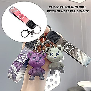 Kawaii Car Keychain Gradient Color Cute Keychains for Women/Men/Girls/Kids,Personalized Bear Keychains for Backpacks Charms Purse (Red)…