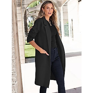 ANRABESS Women Cardigan Sweater Jackets Open Front Thick Knit Oversized Blazer Coatigan 2025 Fall Winter Long Coats Outwear Black Large