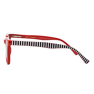 Betsey Johnson Women's Perfectly Imperfect Reading Glasses Square Blue Light, Red, 41 mm + 1.5