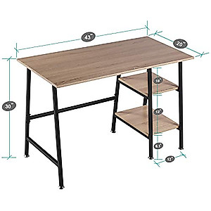 VECELO 43 Inch Computer Modern Student Writing Home-Office, Ladder Desk, Oak+Black Leg