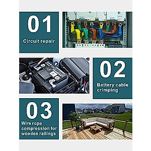 Hand Operated Hydraulic Crimping Tool Range 12 AWG-2/0 AWG for Cable Lugs Hydraulic Crimping Crimper Wire Terminal Lug Tool with 9 Pairs of Dies