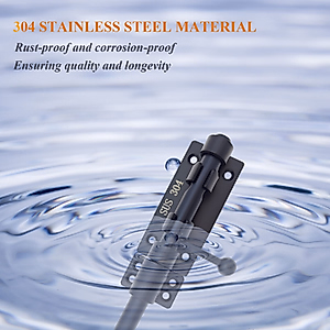 12in Slide Bolt Gate Latch 304 Stainless Steel Barrel Bolt Latch Heavy Duty Door Security Lock Thickened Door Latches Hardware with Mounting Screws for Barn Fence Shed Basement