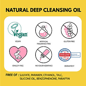 Lanbelle Deep Cleansing Oil Korean Oil Cleanser 6.76 Oz Face Wash All Naturally-Derived GrapeSeed Oil Lemon Vegan Dry Sensitive Acne-Prone Skin Age Defying Makeup Remover Melting Blackhead Sebum Care