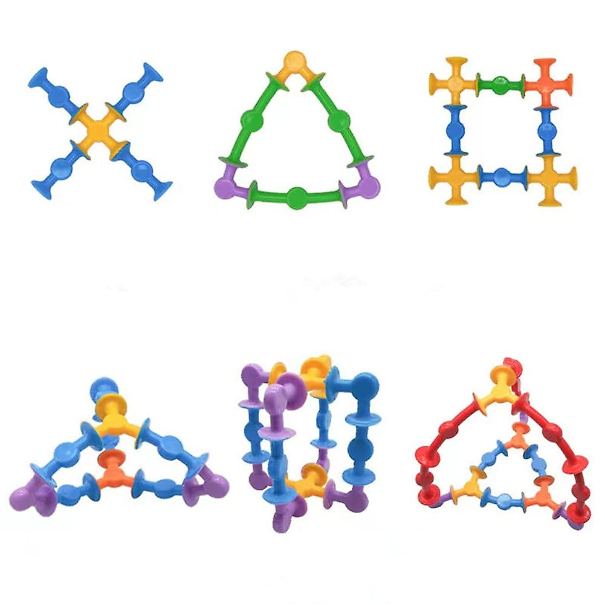 OUCJIED Suction Bath Toys for Toddlers | Sucker Silicone Building Blocks | Kids Rubber Suction Toys | Window Suction Toys | Suction Toys for Kids | Suction Cup Preschool Toys-24Pcs(Color Mixing)