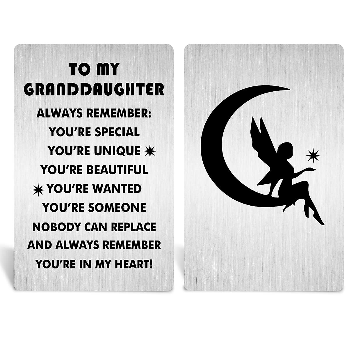 to My Granddaughter Gifts Wallet Card from Nana Papa, Inspirational Granddaughter Quote Metal Wallet Insert Card Double Sided Engraved Gifts for Birthday Christmas