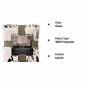 Life Comfort The Ultimate Throw I Luxurious Faux Fur Reversing to Plush I 60 in x 70 in I 100% Polyester I Great for Gifts I Floral Green (1630383)