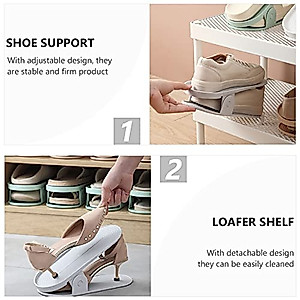 Baluue 6 pcs Shoe Small Rack Stacker High Stand Shoes Support Removable Slipper Plastic Slots Saver Cabinet Space-Saving Holder Organizer, Stands Layer Adjustable Heel for