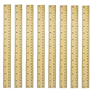 Ruler 12 Inch Wooden Rulers for Kids, 8 Packs Bulk Rulers with Centimeters and Inches, Metric Wood Ruler for Students Drafting School Teacher Classroom Supplies, 2 Scales