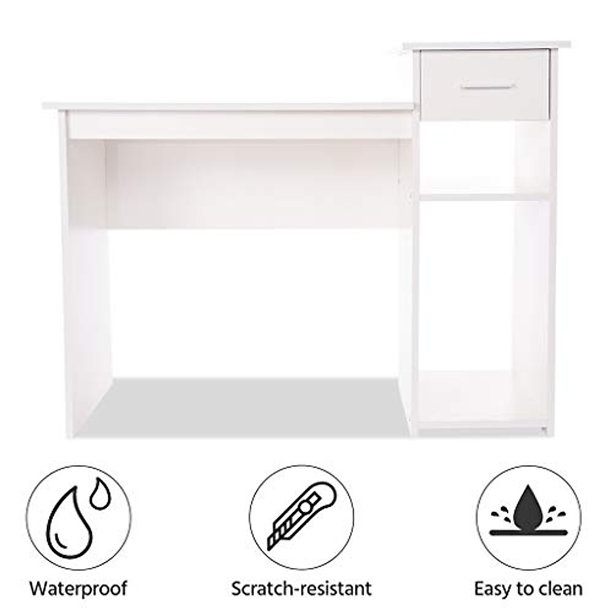 Multipurpose Home Office Writing Computer Desk, Modern Simple Study Desk Industrial Style Workstation Laptop Table with Storage Shelf -Workstation-Students Study Desk Wood Table