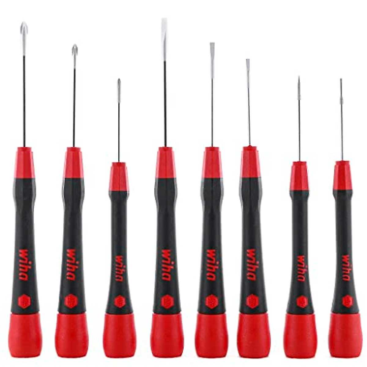 Wiha 26193 Slotted and Phillips Screwdriver Set with Soft PicoFinish Handle, 8-Piece
