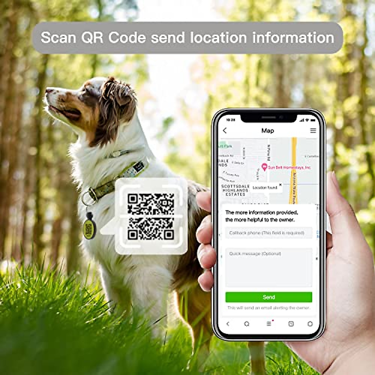 WhoseID QR Code Dog Tag, Pet ID Tag, Dog ID Tag, Waterproof Lightweight Silent Pet ID Tag, Modifiable Free Pet Online Profile, Multiple Contact Information, Scan QR Code Send Pet Location (Paw, Rose)