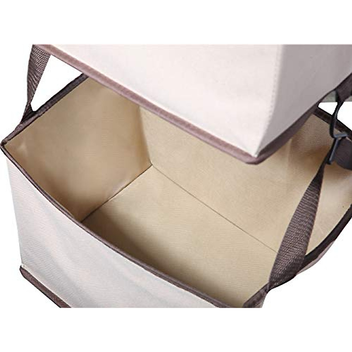 STORAGE MANIAC 2-Shelf Hanging Closet Organizer, Cloth Hanging Closet Shelf, Canvas Hanging Closet Basket with Hooks for Dorm, Apt, Bedroom, College, Garment Rack, Wardrobe, Fabric