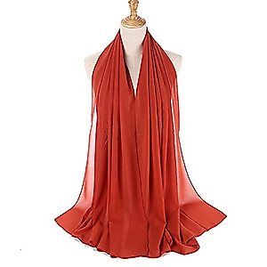 Hijab for Women Chiffon Hijab Scarf Solid Color Bubble Chiffon Long Shawl (TX Oragne)