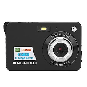 Nofaner Digital Camera, 8X Zoom Card Digital Camera 5 MP 2.7in LCD Display Maximum Support 32GB Memory Card Builtin Microphone Mini Digital Camera(Black)