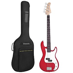 Muscab Bass Guitar Bag 7mm Padding Waterproof Electric Bass Case, Electric Bass Gig Bag Backpack with Neck Strap and Pockets, Black