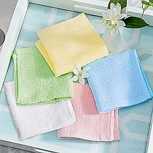 Yoofoss Luxury Bamboo Washcloths Towel Set 10 Pack Baby Wash Cloth for Bathroom-Hotel-Spa-Kitchen Multi-Purpose Fingertip Towels and Face Cloths 10'' x 10''