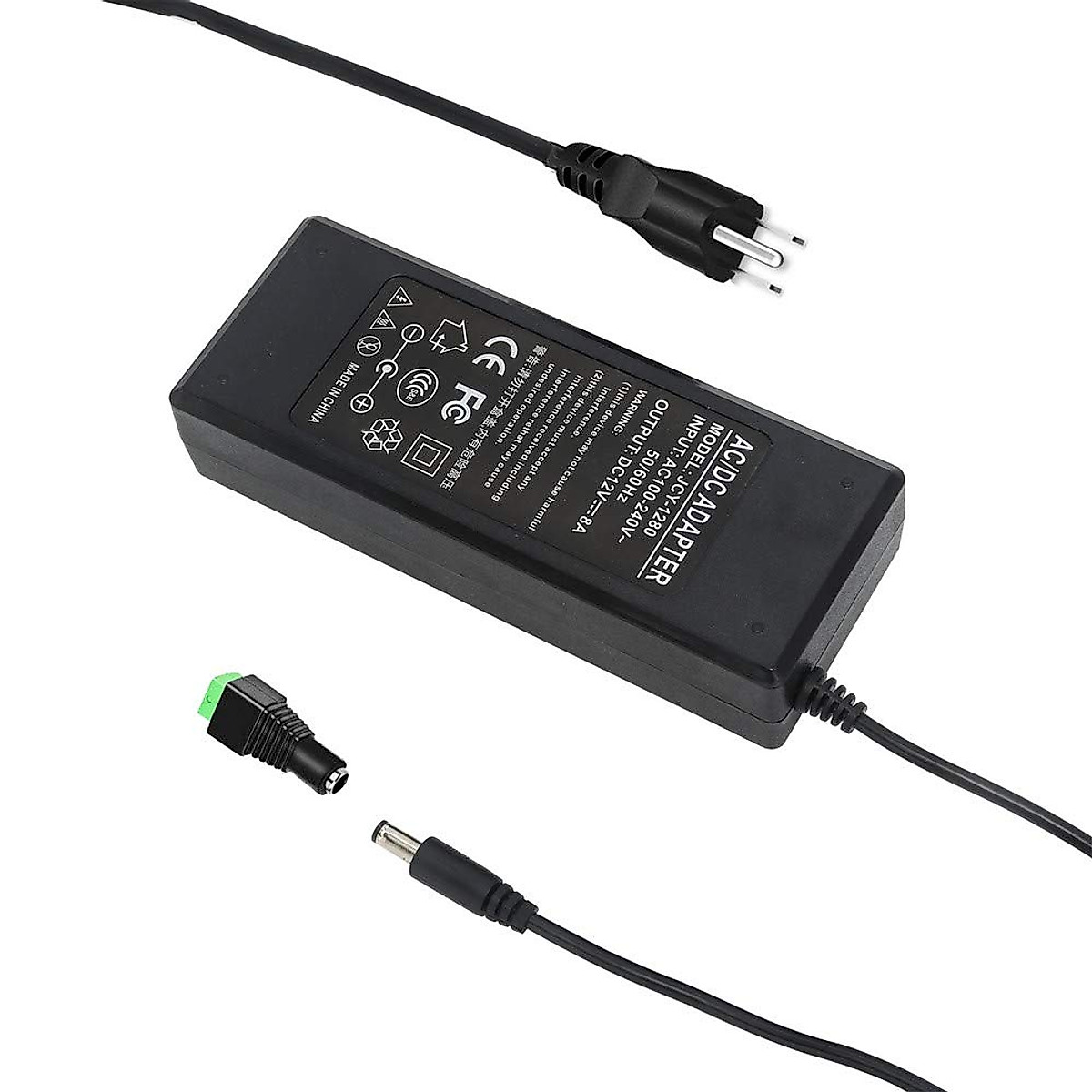 IEIK 12V 8A 96W Power Supply Adapter AC to DC Converter Charger AC 110V ~ 240V to DC 12V 8Amp Transformer for Water Pump, CCTV, Computer Project