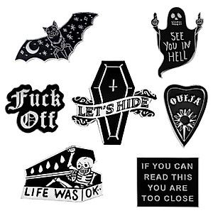 7 Packs Cute Enamel Pins Brooch for Collor Handbag Cap Knapsack Jeans Accessories Collection (Let's Hide)