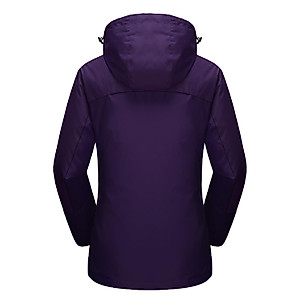MAGCOMSEN Winter Coats for Women Winter Jacket Women Snowboard Jacket 3 In 1 Jacket Waterproof Insulated Skiing Jacket Dark Purple M