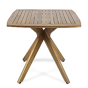 Christopher Knight Home Stanford Outdoor Square Dining Table with X Base, Teak Finish