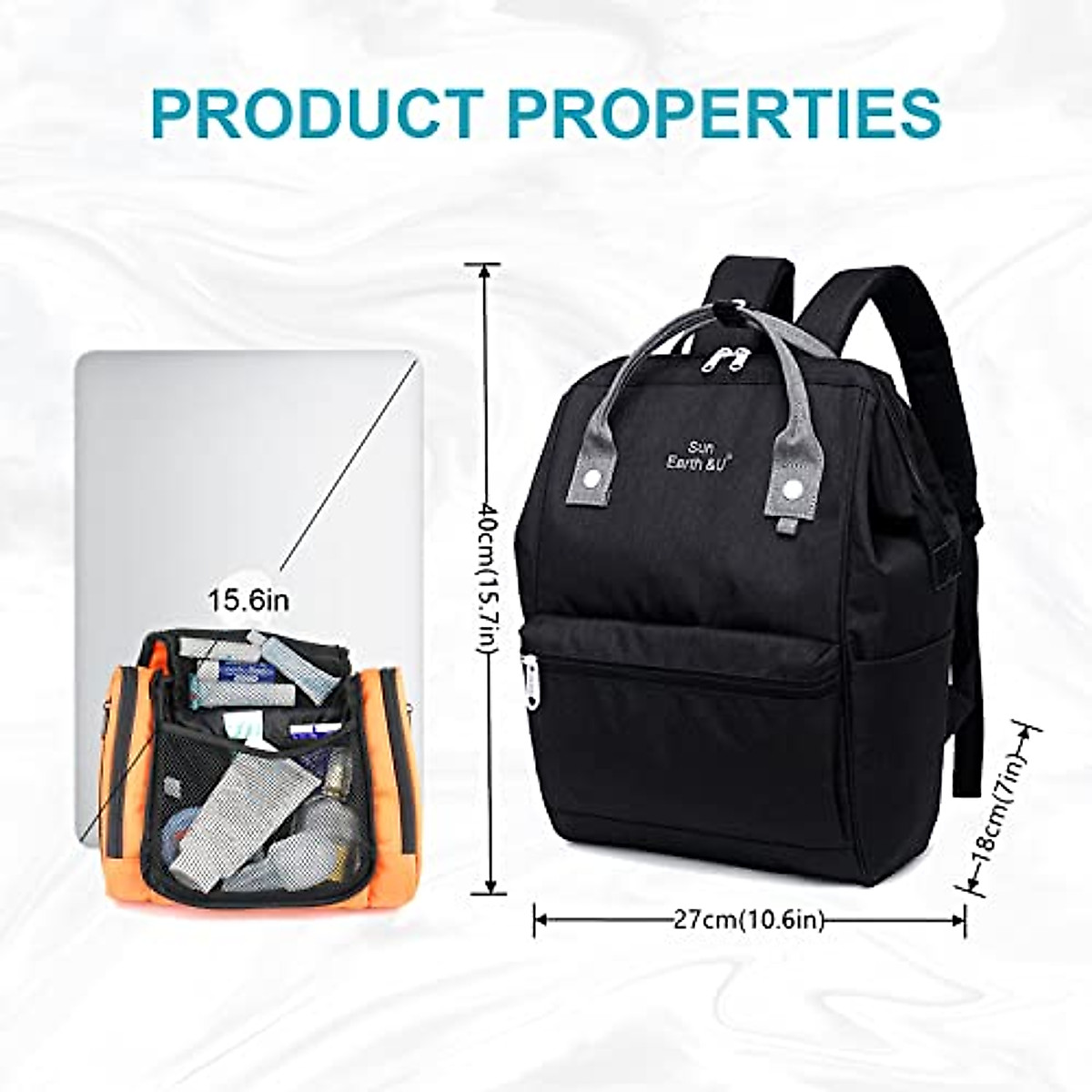 Refutuna Laptop Backpack, 15.6 Inch Work Backpack for Women, Nurse Bag, Teacher Bag, College School Laptop Bookbag, Waterproof Anti-theft Travel Business Backpack