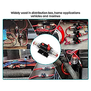 NuIth 150 AMP Circuit Breaker with Manual Reset, 4-12 AWG 150A Inline Circuit Breaker with Wire Lugs and Heat Shrink Tube 12-24V for Marine Car Audio System Home Truck