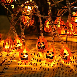2 Pack Halloween Decoration Pumpkin String Lights, 9.8ft Total 40 LED Battery Operated 3D Halloween Light, Outdoor Decorative Lights for Patio, Garden, Gate, Yard, Halloween Christmas Decoration