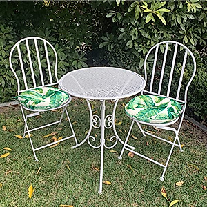 LVTXIII Outdoor All Weather Bistro Seat Cushions, Comfortable Fluffy Tufted Patio Chair Cushions Round 15"x15"x4" Set of 2 for Home Garden Furniture, Swaying Palms Capri