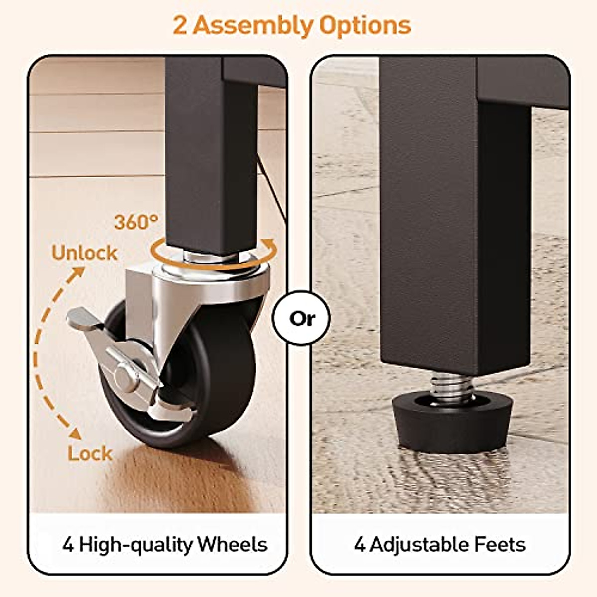 ALOFA Laundry Basket, Laundry Hamper with Shelf, 48L Laundry Room Organization, Pull Out and Removable Laundry Bag, Metal Frame Made Laundry Sorter Wheels and Adjustable Feets Black