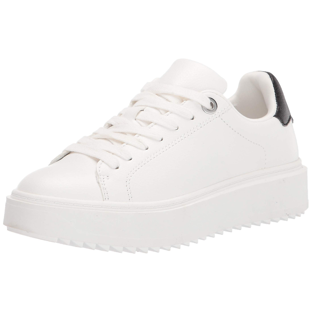 Steve Madden Women's Catcher Sneaker, White Black, 7