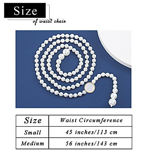 Wriidy Pearl Belt White Waist Chain Adjustable Dresses Plus Size Women Belly Jewelry Accessories for Girls (Classic, 45 inches)