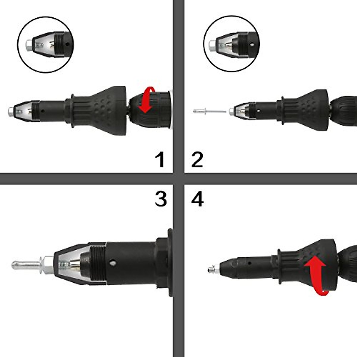 DEKOPRO Rivet Gun for Cordless Drill Riveter Electric Rivet Nut Gun Riveting Tool Cordless Riveting Drill Adaptor Insert Nut Tool