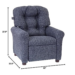 THE CREW FURNITURE Traditional Kids Recliner, Toddler Ages 1-5 Years, Home Décor Polyester Linen, Gray