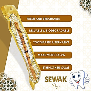 HERBOGANIC Natural Miswak, All Natural Traditional Tooth Brush for Oral Health, Hygiene, Fresh Breath, Light Weight, Vacuum Sealed (Pack of 12)
