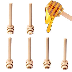 GIYOMI Wooden Honey Dipper - 6PCS 3 Inch Mini Honeycomb Stick,Small Honey Stick for Honey Jar Dispense Drizzle Honey and Wedding Party Favors