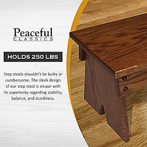 Peaceful Classics Step Stool - Amish Handmade Kids Step Stool - Bathroom, Bedroom, Living Room Or Kitchen Step Stool for Adults - Multipurpose Foot Stool Made of Solid Oak (9" High, Harvest)