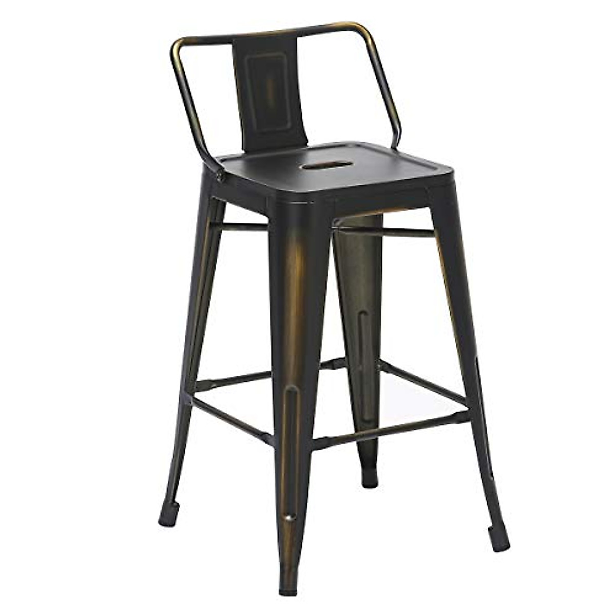HAOBO Home Modern Industrial Metal Barstools Distressed Bar Stools Counter Height Stools [Set of 4] (24" Low Back Distressed Golden)