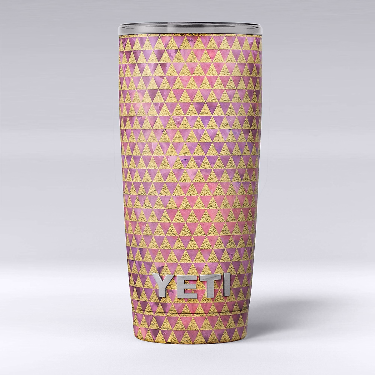 Design Skinz Micro Golden Triangles Over Pink Fumes - Skin Decal Vinyl Wrap Kit Compatible with The Yeti Rambler Cooler Tumbler Cups