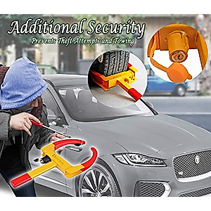 Zento Deals Security Tire Clamp - Heavy Duty Anti- Theft Vehicle Wheel Lock for Car Trailer
