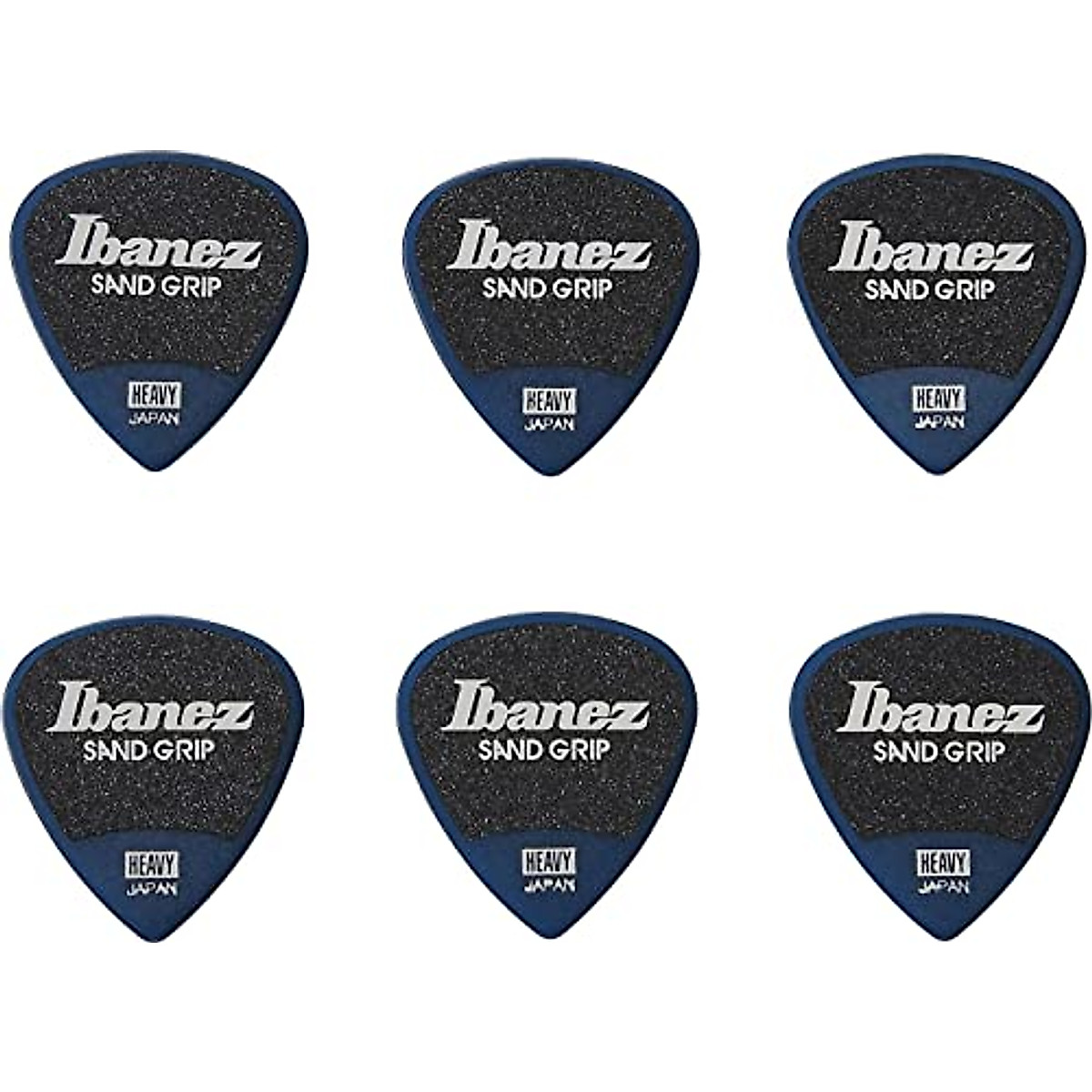 Ibanez PPA16HSG Wizard Series, Sand Grip Picks 6 Pack 1.0mm (PPA16HSGDB),Dark Blue