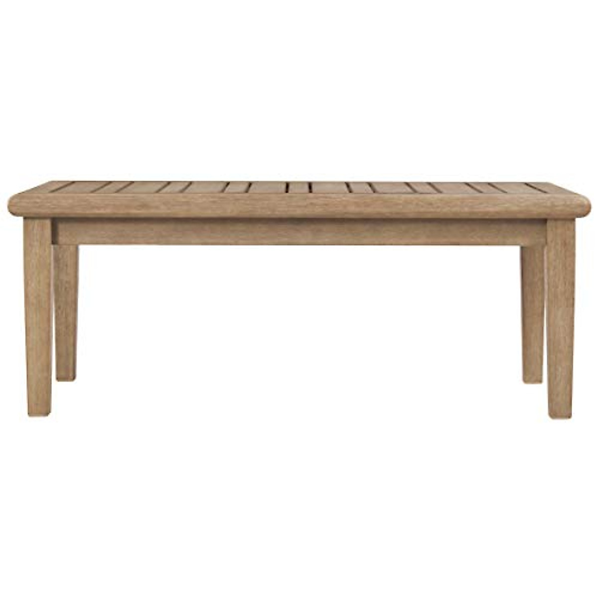 Signature Design by Ashley Gerianne Outdoor Rectangular Eucalyptus Wood Slat Top Coffee Table, Beige