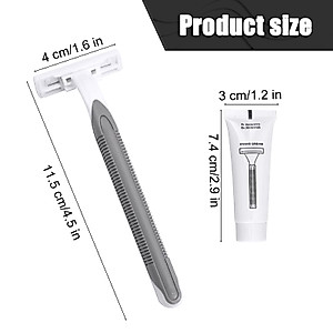 Disposable Razors in Bulk Pack of 60,Gray Bulk Razors Disposable Individually Wrapped Twin Blade Disposable Shaving Razors with Shaving Cream and Clear Cap Set for Homeless,Hotel,Charity,Travel