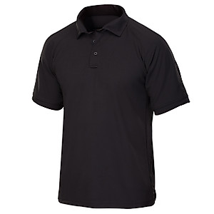 Vertx Mens Tactical Polo Shirt, Short Sleeve T-Shirt, Breathable, Moisture-Wicking, Temperature Regulating, Outdoor Performance Tactical Clothing for Police, Security, Relaxed Fit, Black, Large