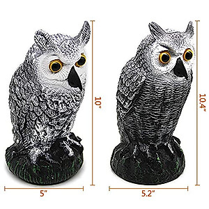 Hausse 4 Pack Fake Horned Owl Bird Scarecrow Decoy, Plastic Owl Bird Deterrents, Halloween Outdoor Decoration, Nature Enemy Pest Repellent for Outdoor Garden Yard