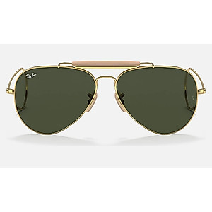 Ray-Ban rb3030 outdoorsman l0216 58m arista/green crystal Round Sunglasses for men for women + Bundle with designer iwear eyewear kit