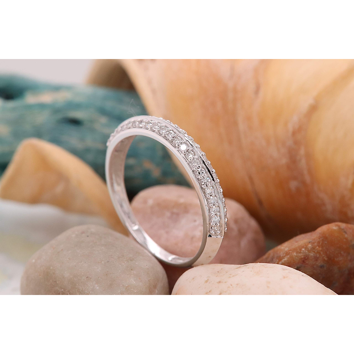 Dazzlingrock Collection 0.25 Carat (Cttw) 14K Round White Diamond Anniversary Stackable Knife edge Ring 1/4 CT, White Gold, Size 5.5